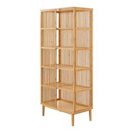 [en.casa] Standregal, Natur, Holz, Bambus, 80x185x45 cm, Wohnzimmer, Regale, B&uuml;cherregale