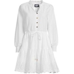 LANDS' END Minikleid mit Lochstickerei, Damen,  Wei&szlig;, Baumwolle, by Lands' End