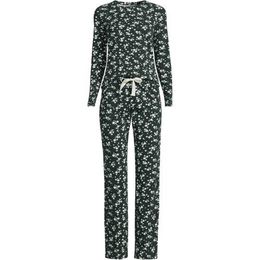 LANDS' END Gemustertes Pyjama-Set aus Baumwoll-Jersey, Damen,  Gr&uuml;n, Elasthan/Baumwoll-Mischung, by Lands' End