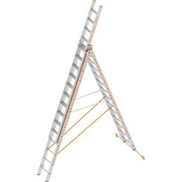 Layher Allzweckleiter 3-teilig mit Stufen TOPIC 1041 - 3X14 Stufen
