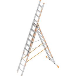 Layher Allzweckleiter 3-teilig mit Stufen TOPIC 1041 - 3X10 Stufen