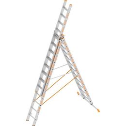 Layher Allzweckleiter 3-teilig mit Stufen TOPIC 1041 - 3X12 Stufen