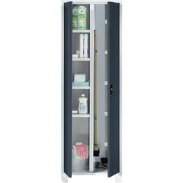 eurokraft pro Mehrzweck-/Garderobenspind Bremen, Trennwand mittig, Klemmhalter, lichtgrau / anthrazitgrau, Breite 600 mm