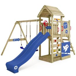 Spielturm MultiFlyer DeLuxe mit Wellenrutsche und Doppelschaukel - Massivholz Kletterturm f&uuml;r Kinder inkl. Sandkasten - Outdoor Abenteuer Wickey