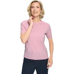 Damen Kurzarmpullover in Feinstrick-Qualit&auml;t, pflegeleicht ros&eacute;, Gr&ouml;&szlig;e 42