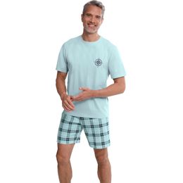 Herren Shorty mit Karo-Druck mint-marine, Gr&ouml;&szlig;e 44/46