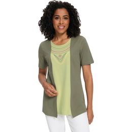 Damen 2-in-1-Shirt mit platziertem Ketten-Druck khaki-pistazie, Gr&ouml;&szlig;e 56