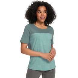 Damen Kurzarmshirt in Melange-Optik jade-kalkmint-bedruckt, Gr&ouml;&szlig;e 42