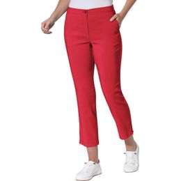 Damen 7/8-Hose mit Rei&szlig;verschl&uuml;ssen am Saum rot, Gr&ouml;&szlig;e 56