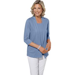 Damen 2-in-1-Shirt aus reiner Viskose bleu, Gr&ouml;&szlig;e 54