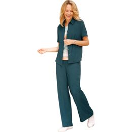 Damen Crinklebluse mit kurzen &Auml;rmeln petrol, Gr&ouml;&szlig;e 42
