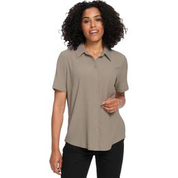 Damen Crinklebluse mit kurzen &Auml;rmeln sesam, Gr&ouml;&szlig;e 38