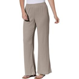 Damen Schlupfhose in Crinkle-Qualit&auml;t sesam, Gr&ouml;&szlig;e 42