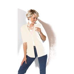 Damen Cardigan mit V-Ausschnitt ecru, Gr&ouml;&szlig;e 42
