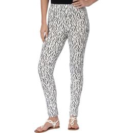 Damen Leggings ecru-schwarz-bedruckt, Gr&ouml;&szlig;e 40