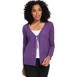 Damen Strickjacke mit Ajour-Muster eucalyptus, Gr&ouml;&szlig;e 54