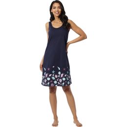 Damen Sommerkleid in A-Form, platzierter Print marine, Gr&ouml;&szlig;e 56/58