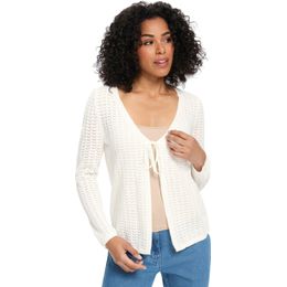 Damen Strickjacke mit Ajour-Muster ecru, Gr&ouml;&szlig;e 44