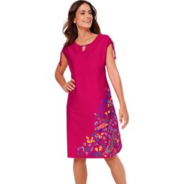 Damen Sommerkleid mit Foliendruck pink, Gr&ouml;&szlig;e 56/58