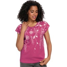 Damen Rundhalsshirt mit Bl&uuml;ten-Druck fuchsia-hellros&eacute;-bedruckt, Gr&ouml;&szlig;e 46