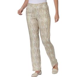 Damen Schlupfhose aus reiner Viskose champagner-taupe-bedruckt, Gr&ouml;&szlig;e 50