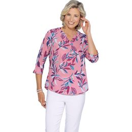 Damen Schlupf-Bluse in pflegeleichter Web-Qualit&auml;t altrosa-jeansblau-bedruckt, Gr&ouml;&szlig;e 38