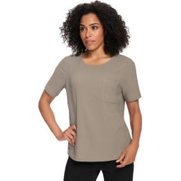 Damen Kurzarmshirt mit Brusttasche sesam, Gr&ouml;&szlig;e 44