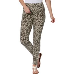 Damen Leggings in verschiedenen Animal-Dessins beige-schwarz-bedruckt, Gr&ouml;&szlig;e 40