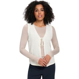Damen Strickweste mit Bindeband ecru, Gr&ouml;&szlig;e 50
