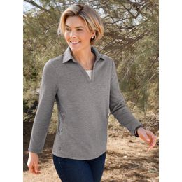 WITT Damen Poloshirt mit seitlicher Knopfleiste, anthrazit-meliert, Gr&ouml;&szlig;e 40