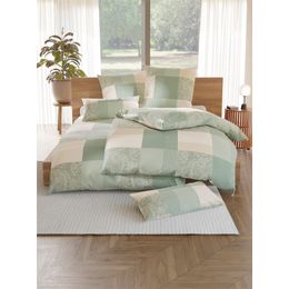 Dormisette Bettw&auml;sche im Grafik-Dessin, salbei-champagner-bedruckt, Gr&ouml;&szlig;e 40x80/135x200 cm