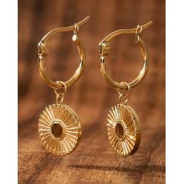 Goldene Ohrringe Stencil mit Koaholz-Inlay