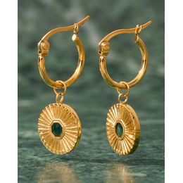 Holzkern Ohrringe Damen Gold und Marmor