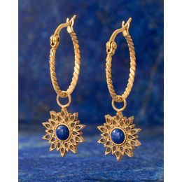 Holzkern Ohrringe Damen Gold und Lapislazuli