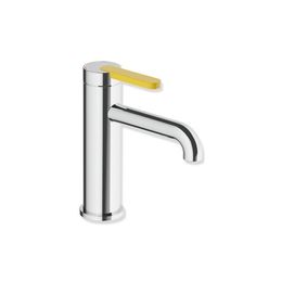 HEWI AQ477 Waschtischarmatur AQ1.12M1134018 ohne Ablaufgarnitur, chrom farbig, Griff senfgelb