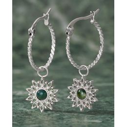 Holzkern Ohrringe Damen Silber und Marmor