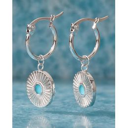 Holzkern Ohrringe Damen Silber und Aquamarin