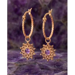 Holzkern Ohrringe Damen Ros&eacute; und Amethyst