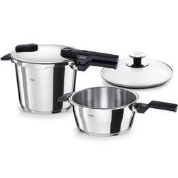 Fissler Schnellkochtopfset Vitaquick Glossy&reg; Poliert, Silber, Metall, 2-teilig, Druckregelventil, Druckanzeige, Kochen, T&ouml;pfe, Schnellkocht&ouml;pfe