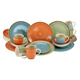 Creatable Kombiservice Country, Mehrfarbig, Keramik, 24-teilig, 300 ml, handbemalt, Essen & Trinken, Geschirr, Geschirr-Sets, Kombiservice
