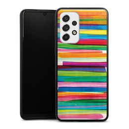 DeinDesign Galaxy A33 5G Handy Slim Case extra d&uuml;nn Silikon Handyh&uuml;lle schwarz H&uuml;lle Water Colour Stripes Colourful Silikon Slim Case