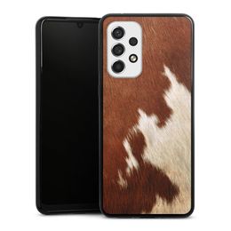 DeinDesign Galaxy A33 5G Handy Slim Case extra d&uuml;nn Silikon Handyh&uuml;lle schwarz H&uuml;lle Cow Fur Animal Look Silikon Slim Case