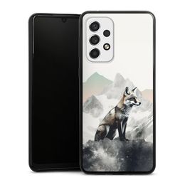 DeinDesign Galaxy A33 5G Handy Slim Case extra d&uuml;nn Silikon Handyh&uuml;lle schwarz H&uuml;lle Fox Mountain Nature Silikon Slim Case