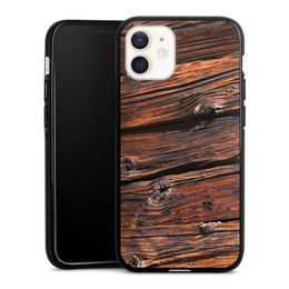 DeinDesign iPhone 12 mini Handy Silikon H&uuml;lle Case schwarz Handyh&uuml;lle Beams Wood Wooden Look