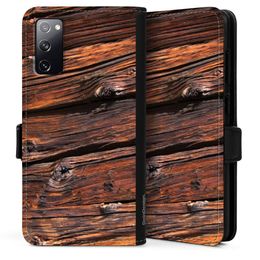 DeinDesign Galaxy S20 Handy Klapph&uuml;lle Handyh&uuml;lle aus Kunst Leder schwarz Flip Case Wood Beams Wooden Look Sideflip mit Lasche
