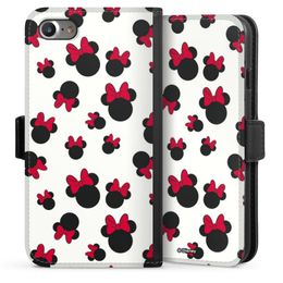 DeinDesign iPhone SE (2020) Handy Klapph&uuml;lle Handyh&uuml;lle aus Kunst Leder schwarz Flip Case Disney Official Licensed Product Minnie Mouse Sideflip mit Lasche