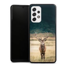 DeinDesign Galaxy A33 5G Handy Slim Case extra d&uuml;nn Silikon Handyh&uuml;lle schwarz H&uuml;lle Forrest Meadow Deer Silikon Slim Case