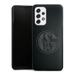 DeinDesign Galaxy A33 5G Handy Slim Case extra d&uuml;nn Silikon Handyh&uuml;lle schwarz H&uuml;lle Metallic Look Carbon Fc Schalke 04 Silikon Slim Case