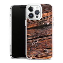 DeinDesign iPhone 14 Pro Max Handy Silikon H&uuml;lle Case transparent Handyh&uuml;lle Beams Wood Wooden Look Silikon Case