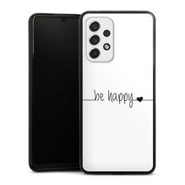 DeinDesign Galaxy A33 5G Handy Slim Case extra d&uuml;nn Silikon Handyh&uuml;lle schwarz H&uuml;lle Sayings Statement Happiness Silikon Slim Case